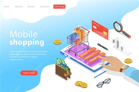 Premium Vector | Flat isometric vector landing page template of mobile ...