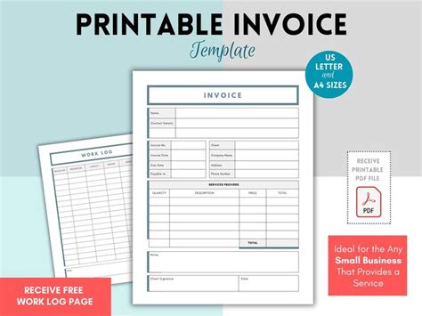 Invoice Template Printable Invoice Business Invoice Construction