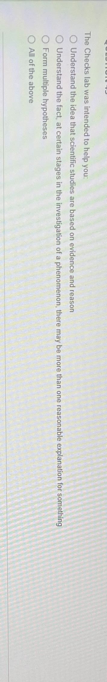 Solved The Checks Lab Was Intended To Help You Understand