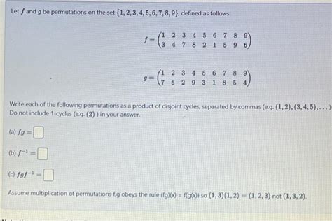 solved let f and g be permutations on the set