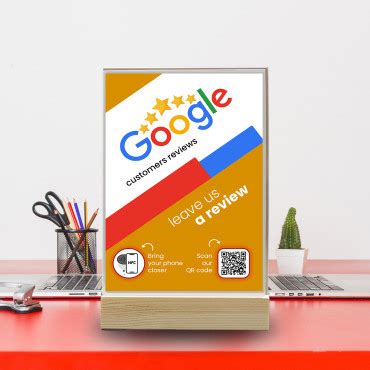 Google Reviews Display With NFC Chip And QR Code Double Sided