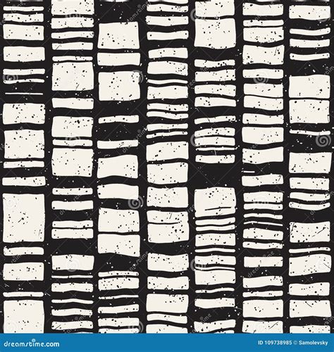 Vector Seamless Freehand Pattern Doodle Monochrome Print Hand Drawn