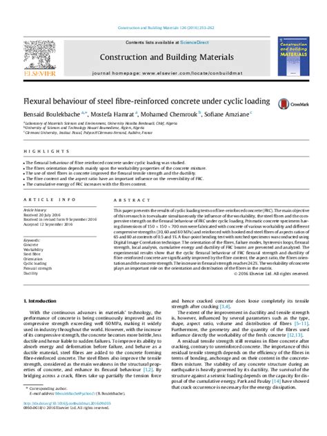 Pdf Flexural Behaviour Of Steel Fibre Reinforced Concrete Under