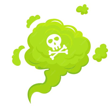 Premium Vector Green Gas With A Skull Icon Smelling Green Cartoon Fart Cloud Illustration With