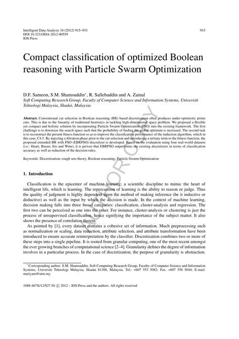 Pdf Compact Classification Of Optimized Boolean Reasoning With