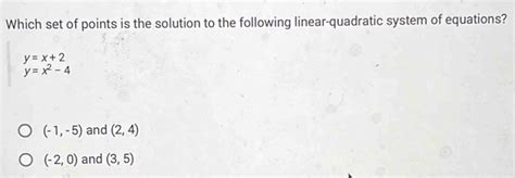 solved which set of points is the solution to the following linear