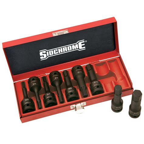 Sidchrome Xs4h09mt 9 Piece 1 2 Drive In Hex Impact Socket Set Metric