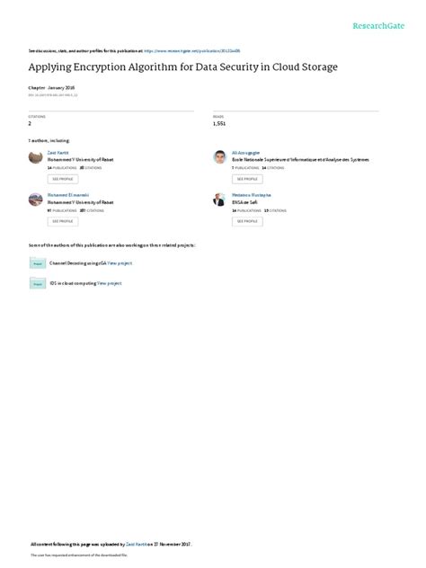 Applyingencryptionalgorithmfordatasecurityincloudstoragespringer Imp Paper Pdf Cloud