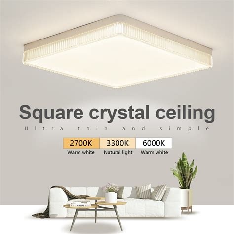 Led 천장 조명 크리스탈 초박형 천장 램프 사각 원형 실내 조명 48w 36w 24w 18w 조명 거실 침실 가정용