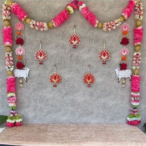 Golden With Pink Floral Acrylic Kamal Design Home Decorative Latkan For Decoration At ₹ 25