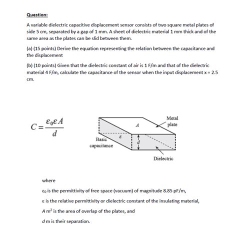solved question a variable dielectric capacitive
