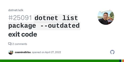 `dotnet List Package Outdated` Exit Code · Issue 25091 · Dotnetsdk