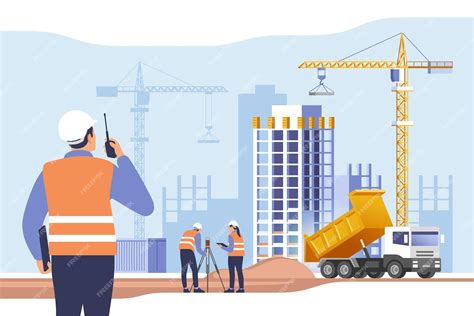 Premium Vector Construction Site Building Work Process With Houses