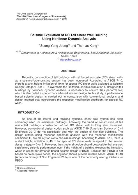 Pdf Seismic Evaluation Of Rc Tall Shear Wall Building Using Nonlinear Dokumen Tips