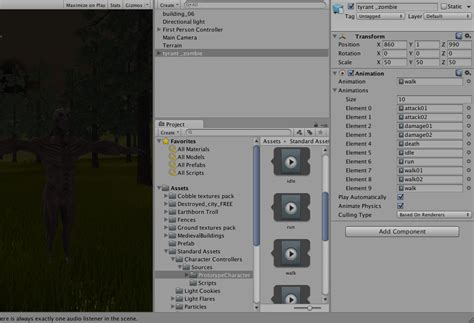 using animations for an imported 3d character model unity engine