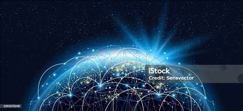 네온 인터페이스 또는 디스플레이 글로벌 네트워크를 사용한 행성 홀로그램 프로젝션 벡터 보안 및 사이버 공간 가상 현실 및 국제 연결 미래 지향적인 디자인 및 정보 포함 화면