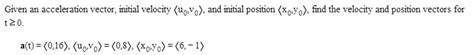 solved given an acceleration vector initial velocity