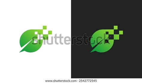 Green Leaf Technology Logo Design Vector Stock Vector Royalty Free