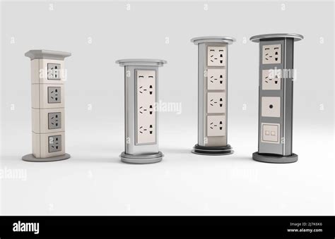 Various Sockets Are Arranged On A Light Background 3d Rendering Stock
