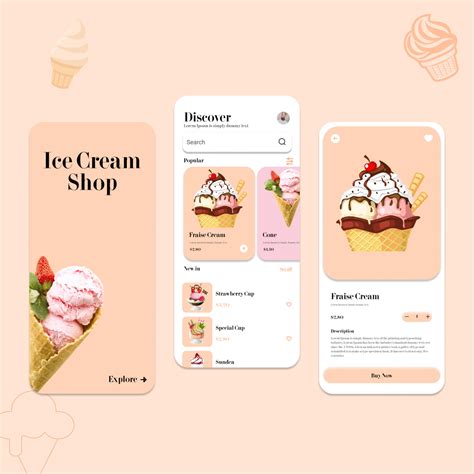 Ice Cream Shop Mobile App Ui Design Behance