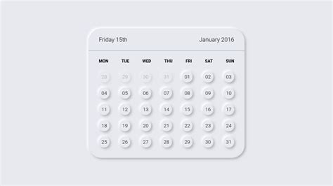neumorphism calendar html css