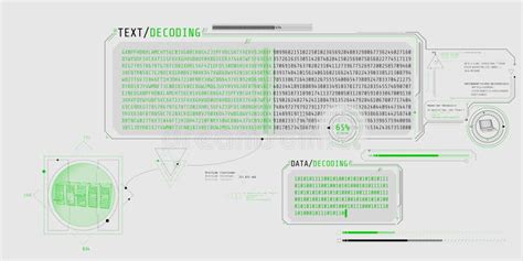 Server Data Processing Interface With Text Decoding Stock Illustration