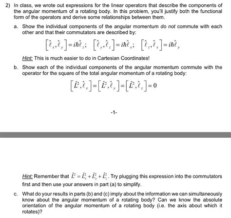 Solved In Class We Wrote Out Expressions For The Linear Chegg