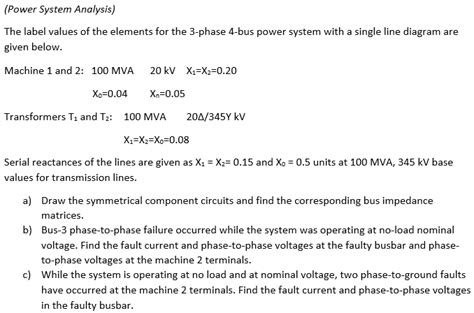Solved (Power System Analysis) The label values of the | Chegg.com