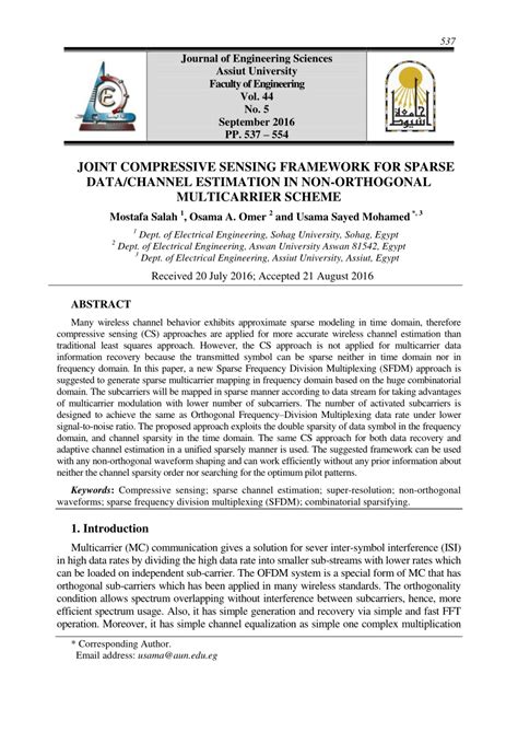PDF JOINT COMPRESSIVE SENSING FRAMEWORK FOR SPARSE DATA CHANNEL ESTIMATION IN NON ORTHOGONAL