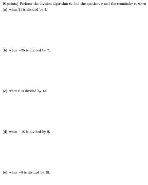 Solved R When Points Perform The Division Algorithm To Chegg