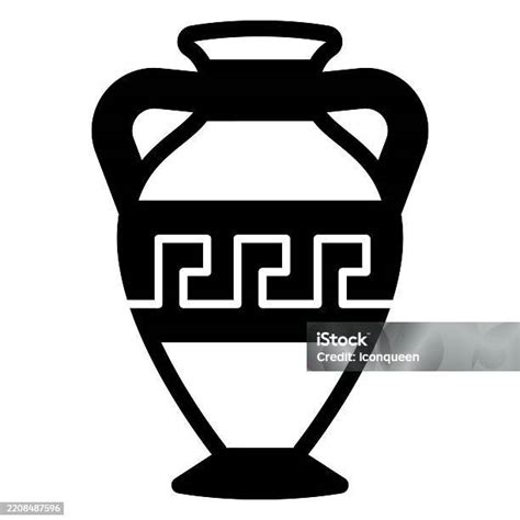 고 대 Amphora 고체 아이콘 전시 개념 벡터 그래픽입니다 흰색 배경에 장식 기호가 있는 빈티지 주전자 스타일 모바일 또는 디자인 0명에 대한 스톡 벡터 아트 및 기타
