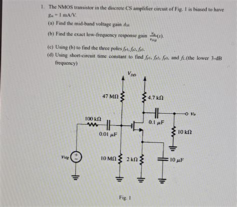 Solved 1 The Nmos Transistor In The Discrete Cs Amplifier