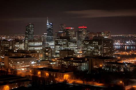 Modern City At Night Neural Network Ai Generated Stock Illustration