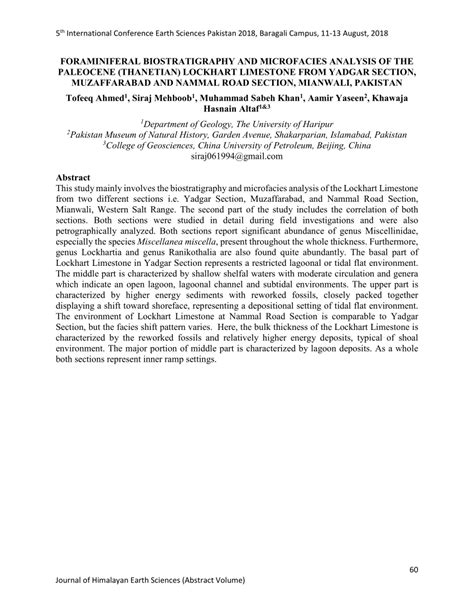 Pdf Foraminiferal Biostratigraphy And Microfacies Analysis Of The Paleocene Thanetian