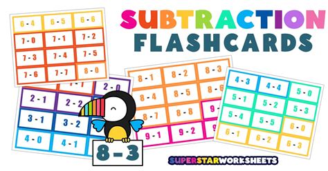 Subtraction Flashcards Superstar Worksheets