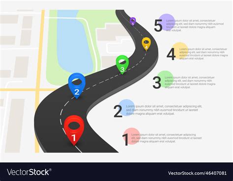 Highway Infographic Road Map Pin Pointer Gps Vector Image