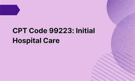 Cpt Code 99223 Eerste Ziekenhuiszorg