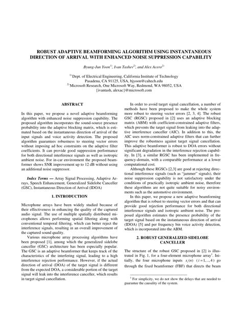 Pdf Robust Adaptive Beamforming Algorithm Using Instantaneous