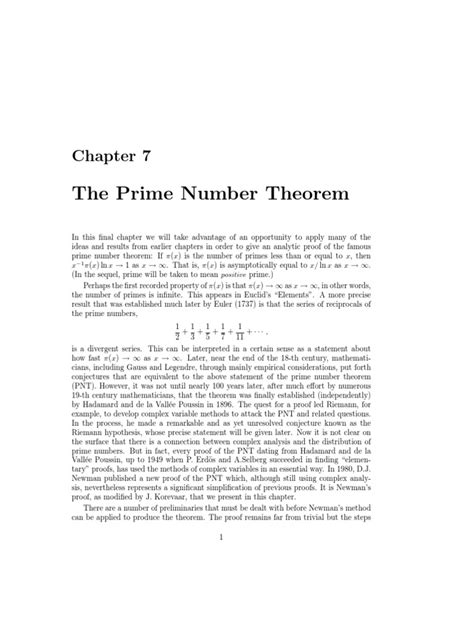 Prime Number Theorem Pdf