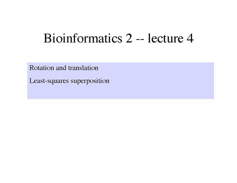 lecture notes on bioinformatics biol 4550 docsity