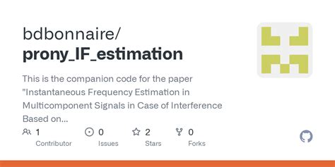 Github Bdbonnaire Prony If Estimation This Is The Companion Code For The Paper Instantaneous