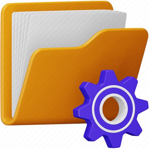folder gear file document data settings options 3d illustration