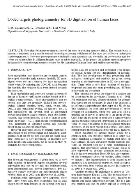 Pdf Coded Targets Photogrammetry For 3d Digitization Of Human Faces