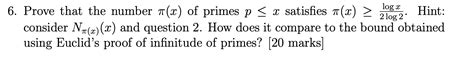 Prove that the number π x of primes px satisfies Chegg com