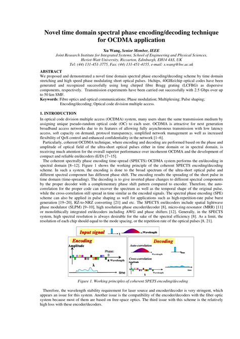 pdf novel time domain spectral phase encoding decoding technique for