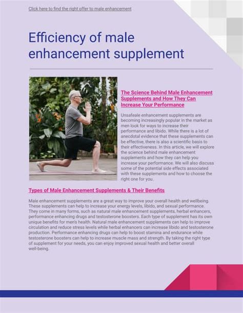 Efficiency Of Male Enhancement Supplement