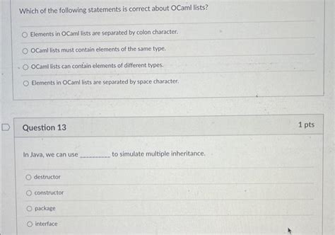 Solved Which Of The Following Statements Is Correct About