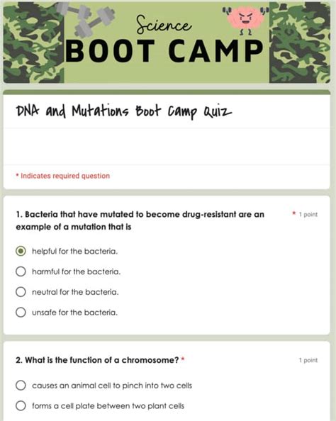 Dna And Mutations Science Boot Camp Review Quiz Only By Graff Science