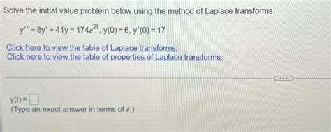 Solve the initial value problem below using the | Chegg.com