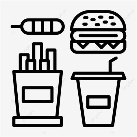 패스트 푸드 라인 아이콘 벡터 패스트 푸드 아이콘 패스트 푸드 음식 Png 일러스트 및 벡터 에 대한 무료 다운로드